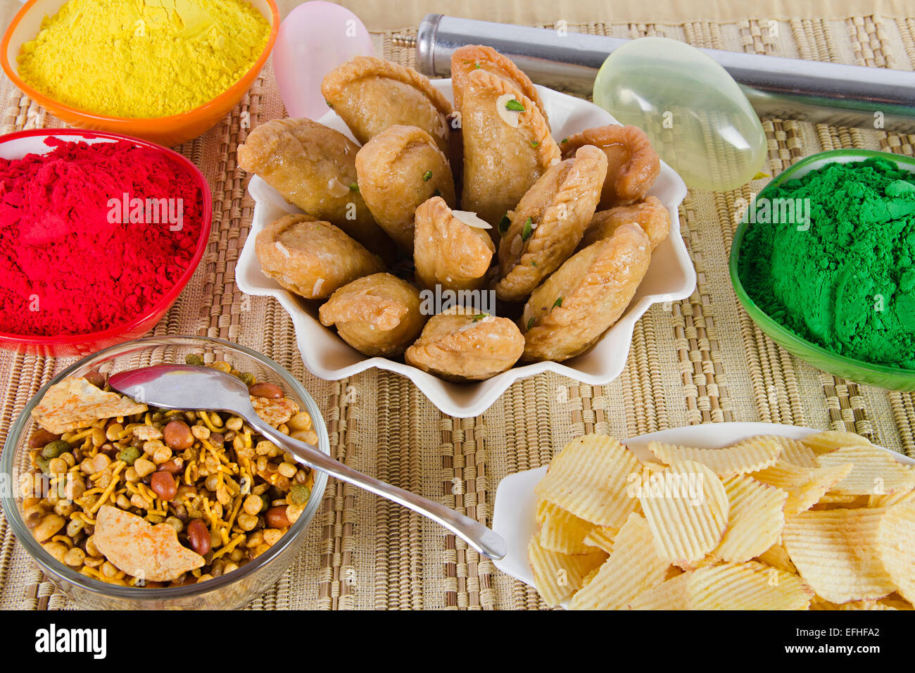 indian Festival holi Color and Sweets Nobody Stock Photo - Alamy