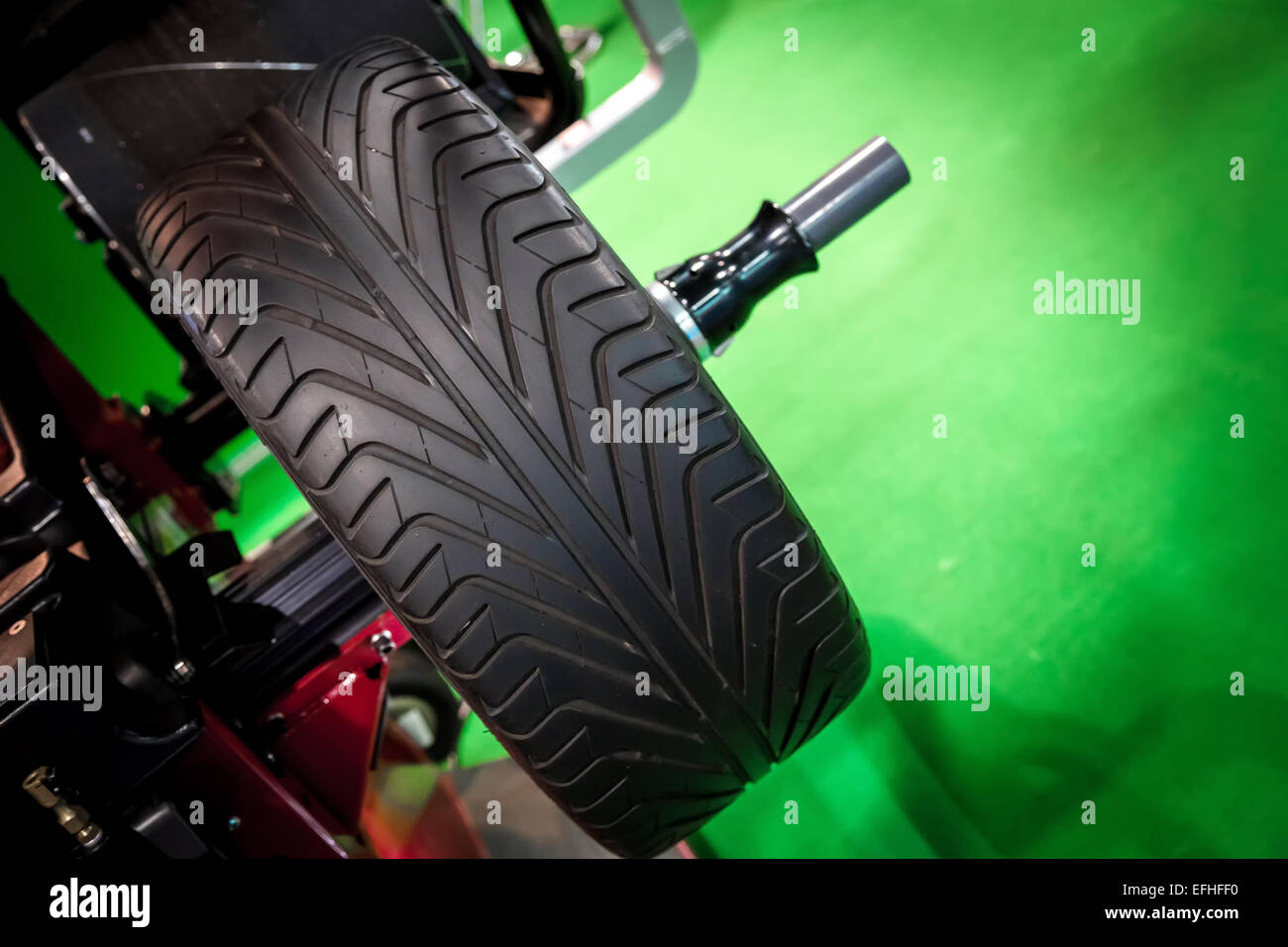 Wheel balancing close up Stock Photo - Alamy
