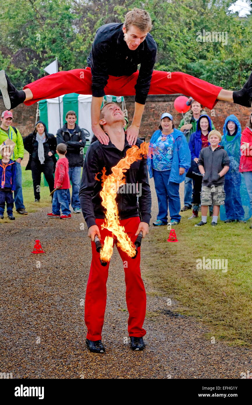 Acrobats with Fire Stock Photo - Alamy