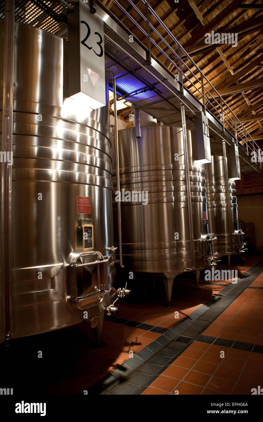 Tanks in the cellar of a winery Stock Photo - Alamy