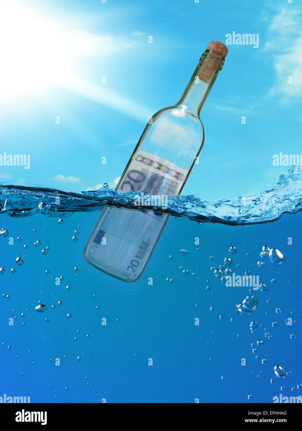 Cork floating in blue water hi-res stock photography and images - Alamy