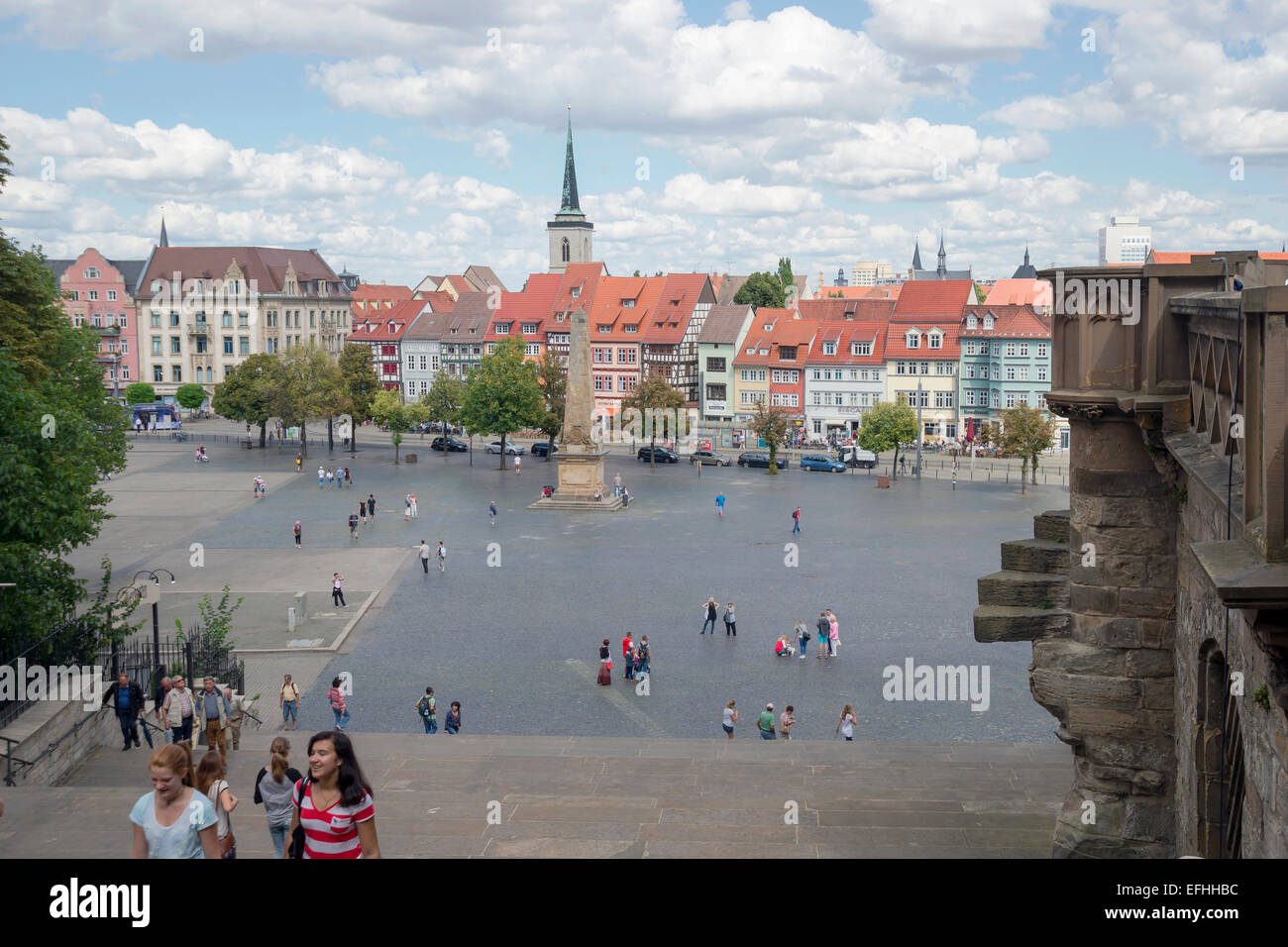 Beautiful city sky from Domberg hill, Erfurt, capital city of Thuringia ...