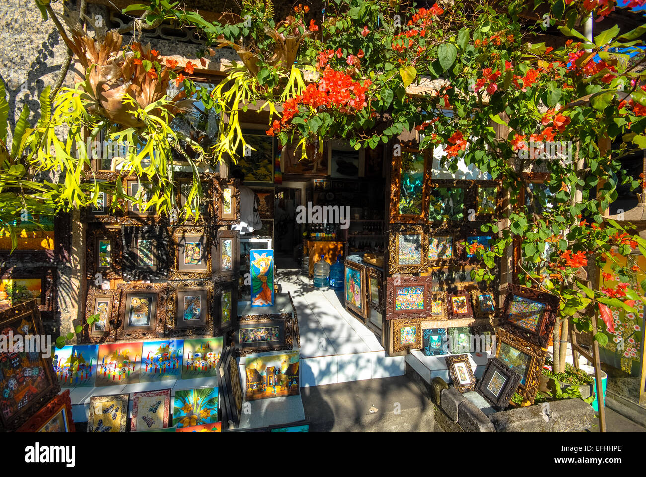artist shop with paintings at ubud bali indonesia Stock Photo - Alamy