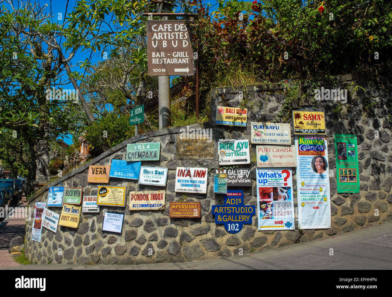 signs at street in ubud indonesia Stock Photo - Alamy
