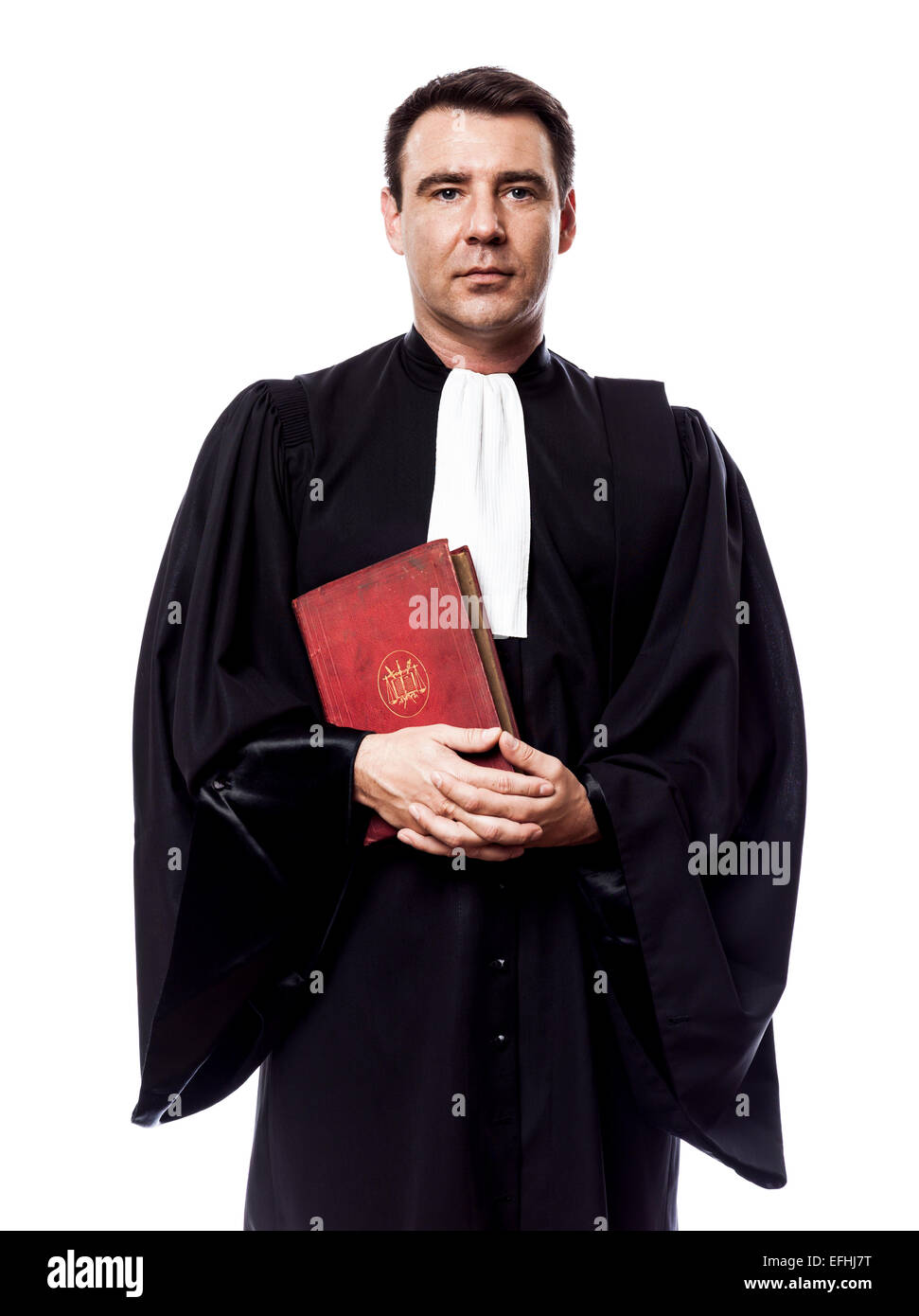 one caucasian lawyer man in studio isolated on white background Stock ...