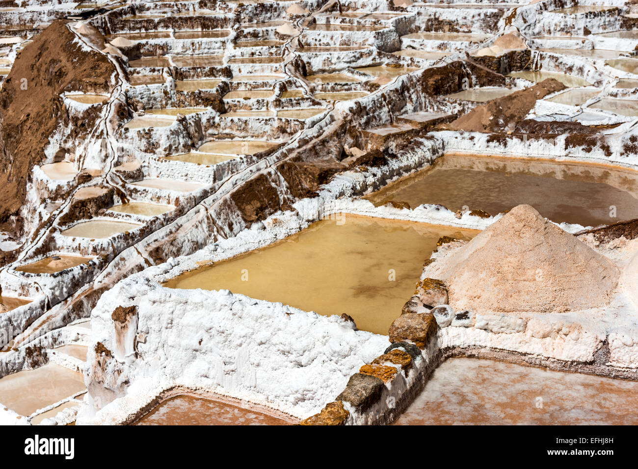 Maras salt mines in the peruvian Andes at Cuzco Peru Stock Photo - Alamy