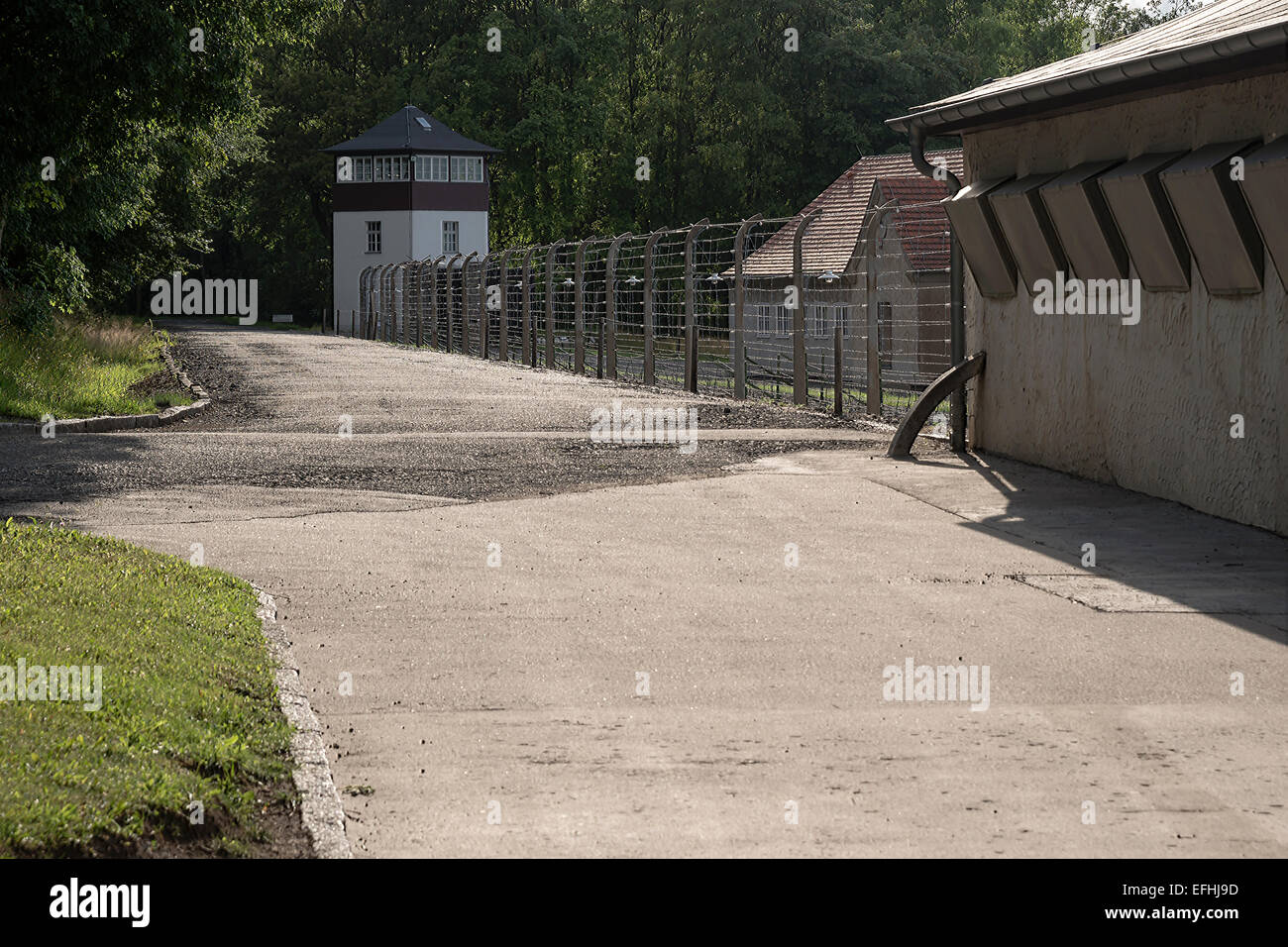Watchtower at the memorial site Buchenwald, Buchenwald memorial and ...
