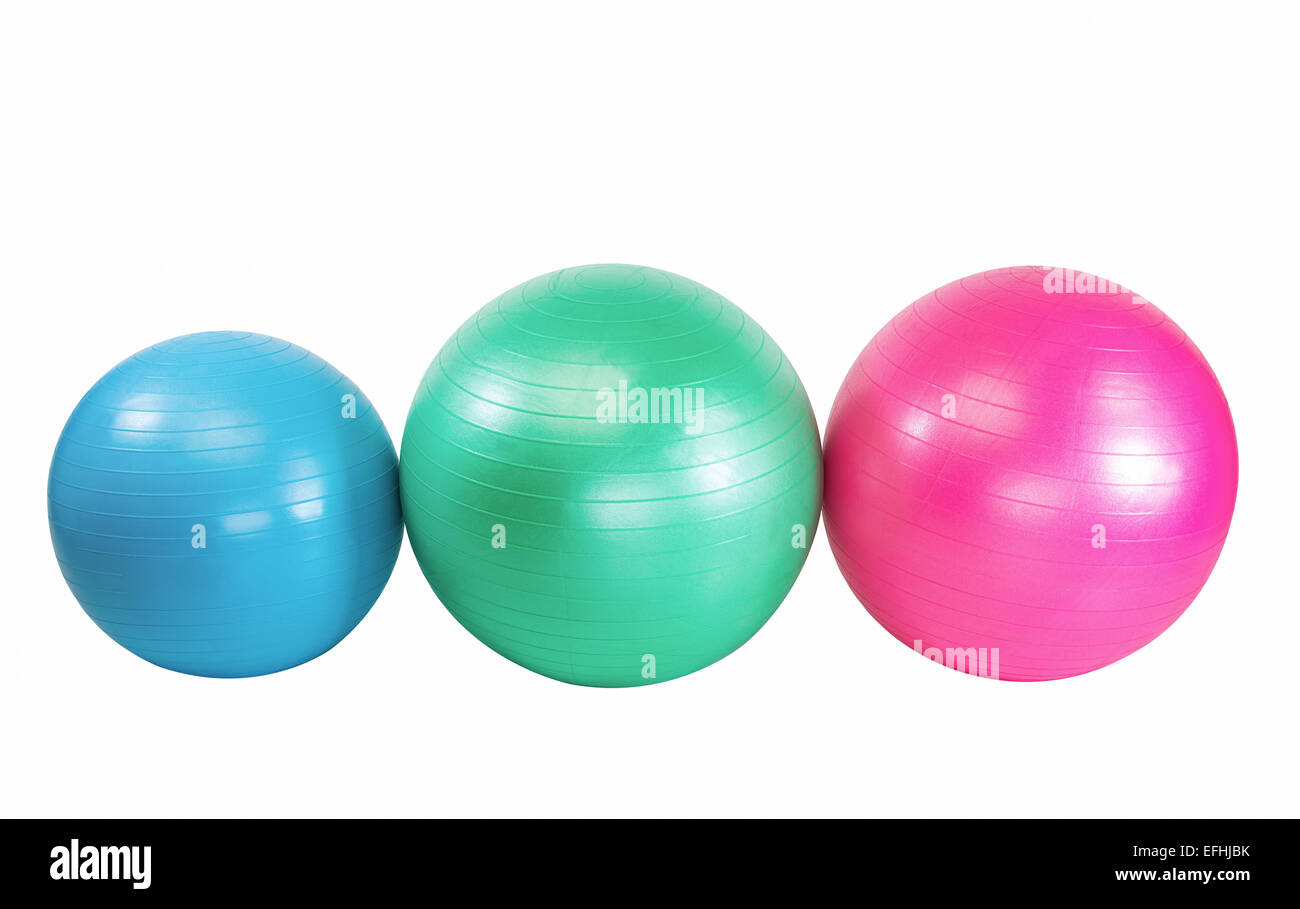 Colorful set of workout balls for health club Stock Photo - Alamy