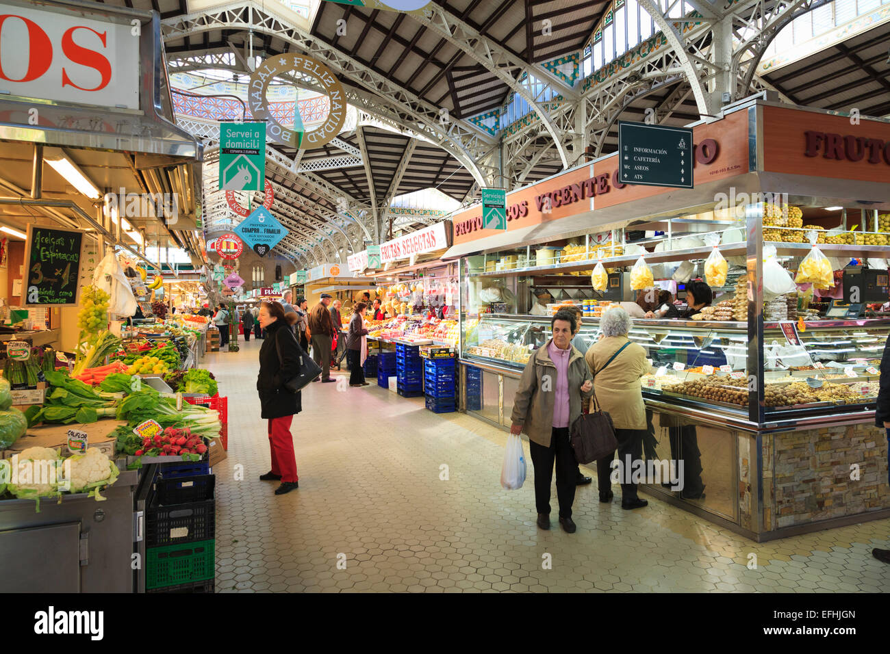 Customers browsing the market stalls inside the central market of ...
