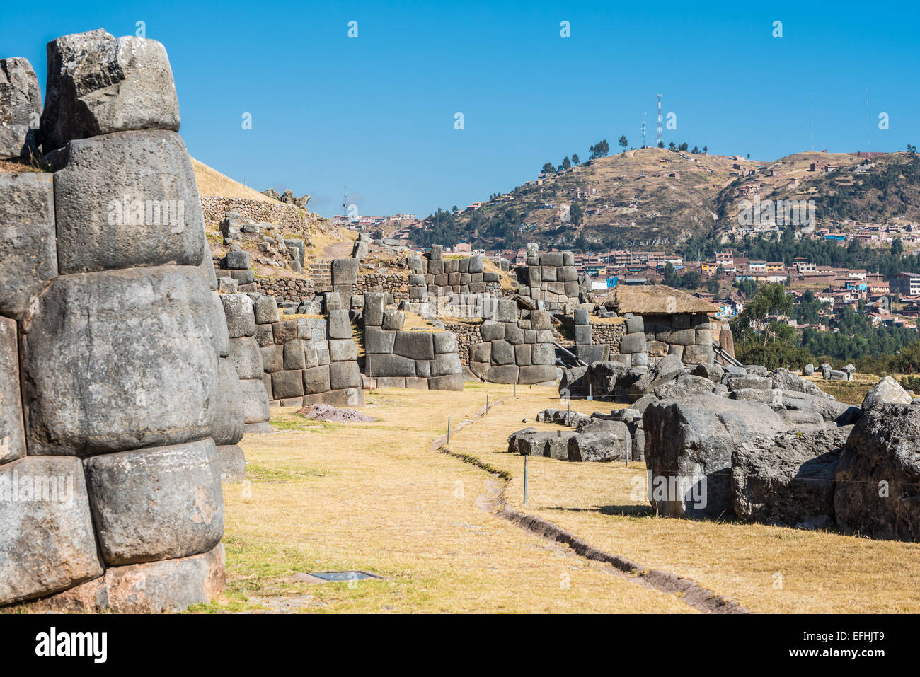 Sacsayhuaman, Incas ruins in the peruvian Andes at Cuzco Peru Stock ...