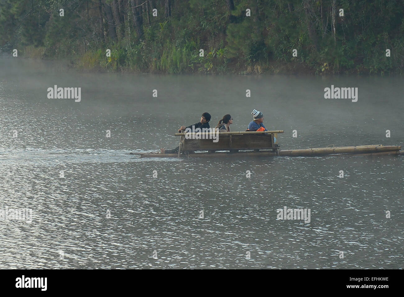 enjoying a bamboo raft ride, Pang Ung Lake, Mae Hong Son, Thailand ...