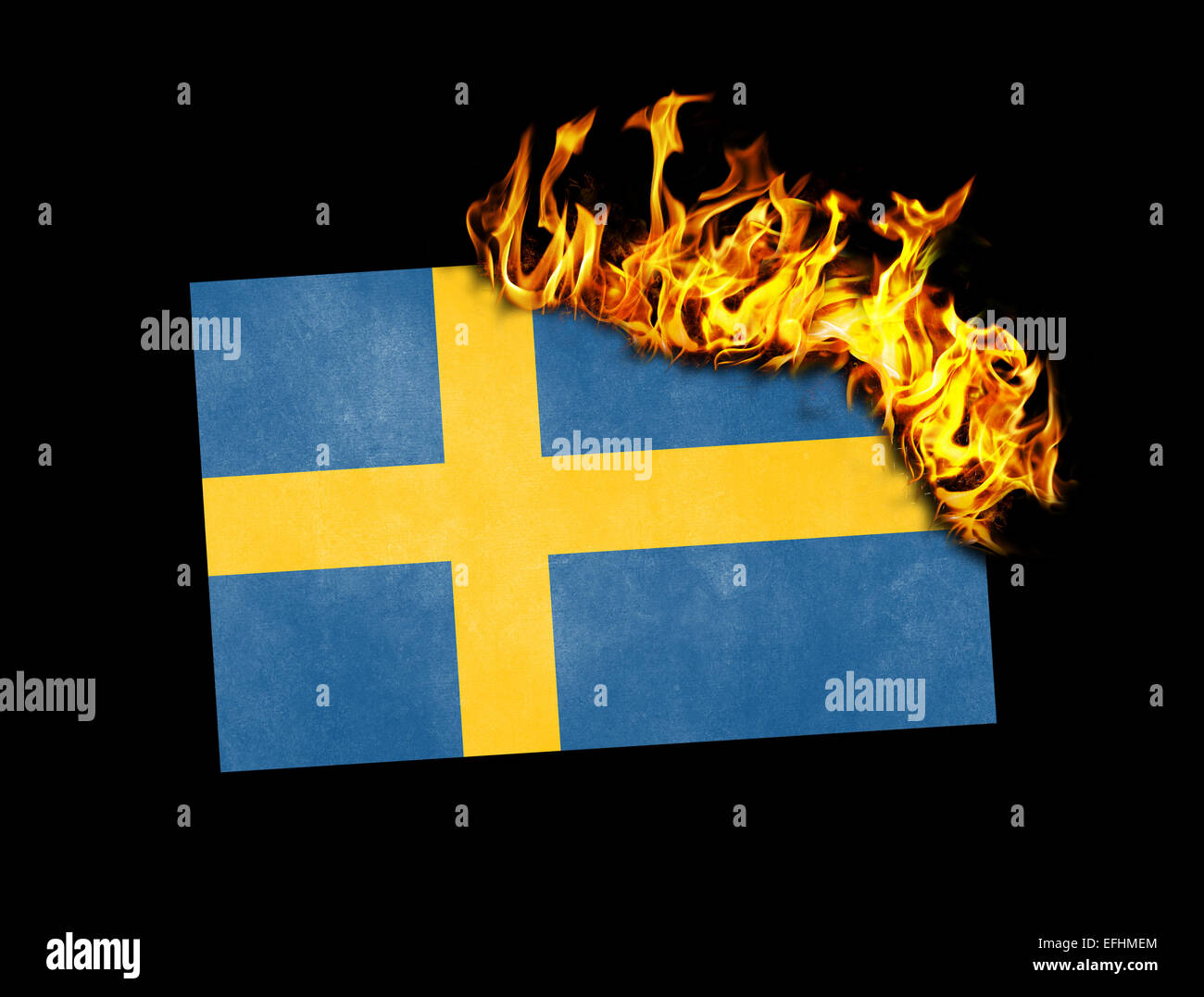 Swedish flag burning hi-res stock photography and images - Alamy