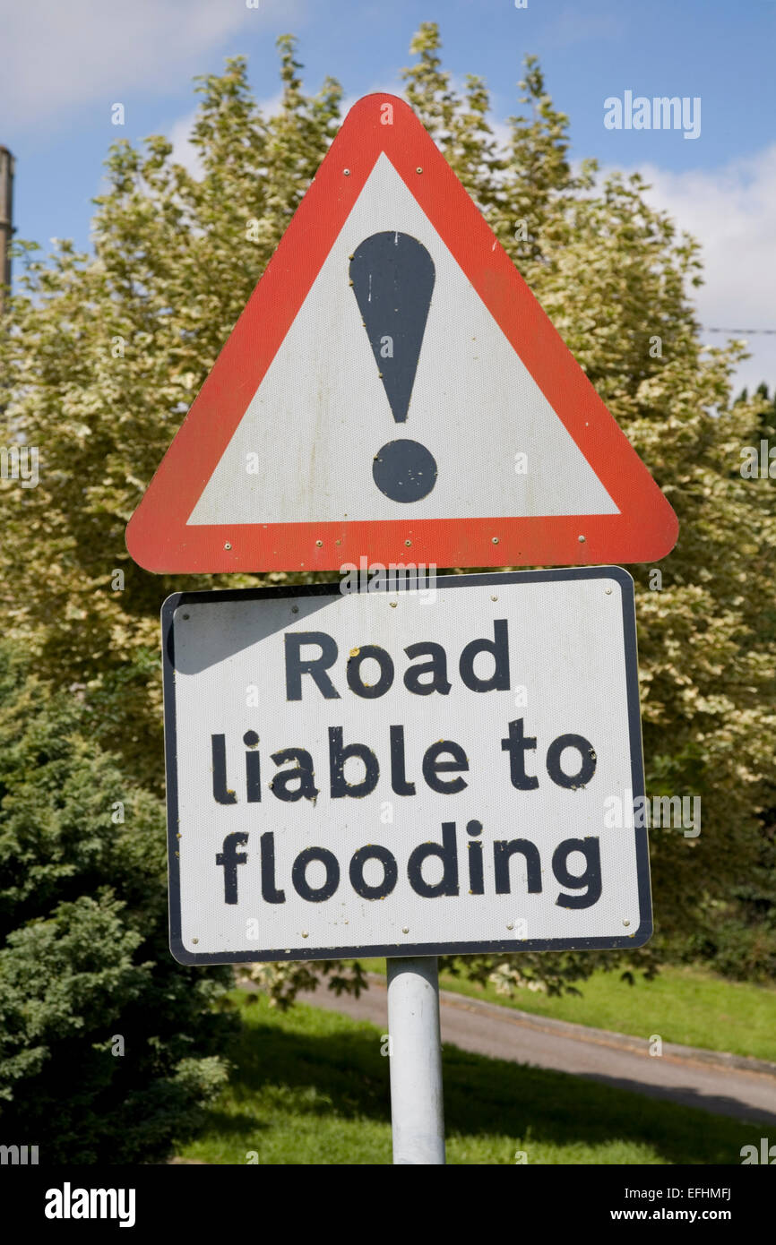 Road Liable Flooding Warning Sign High Resolution Stock Photography and ...
