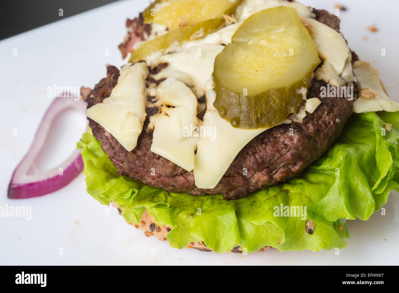 spoiled tasteless burger with roasted not Cutlets Stock Photo - Alamy