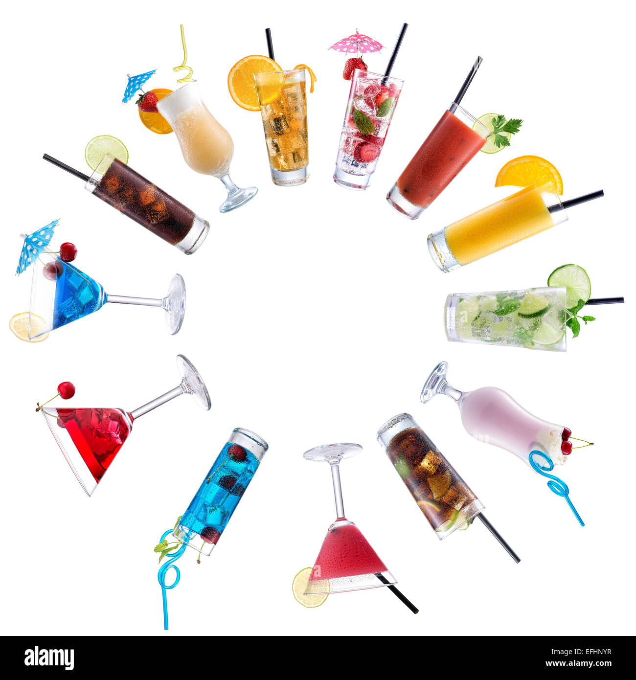 Cocktail Mix, paved circle on isolated white Stock Photo - Alamy