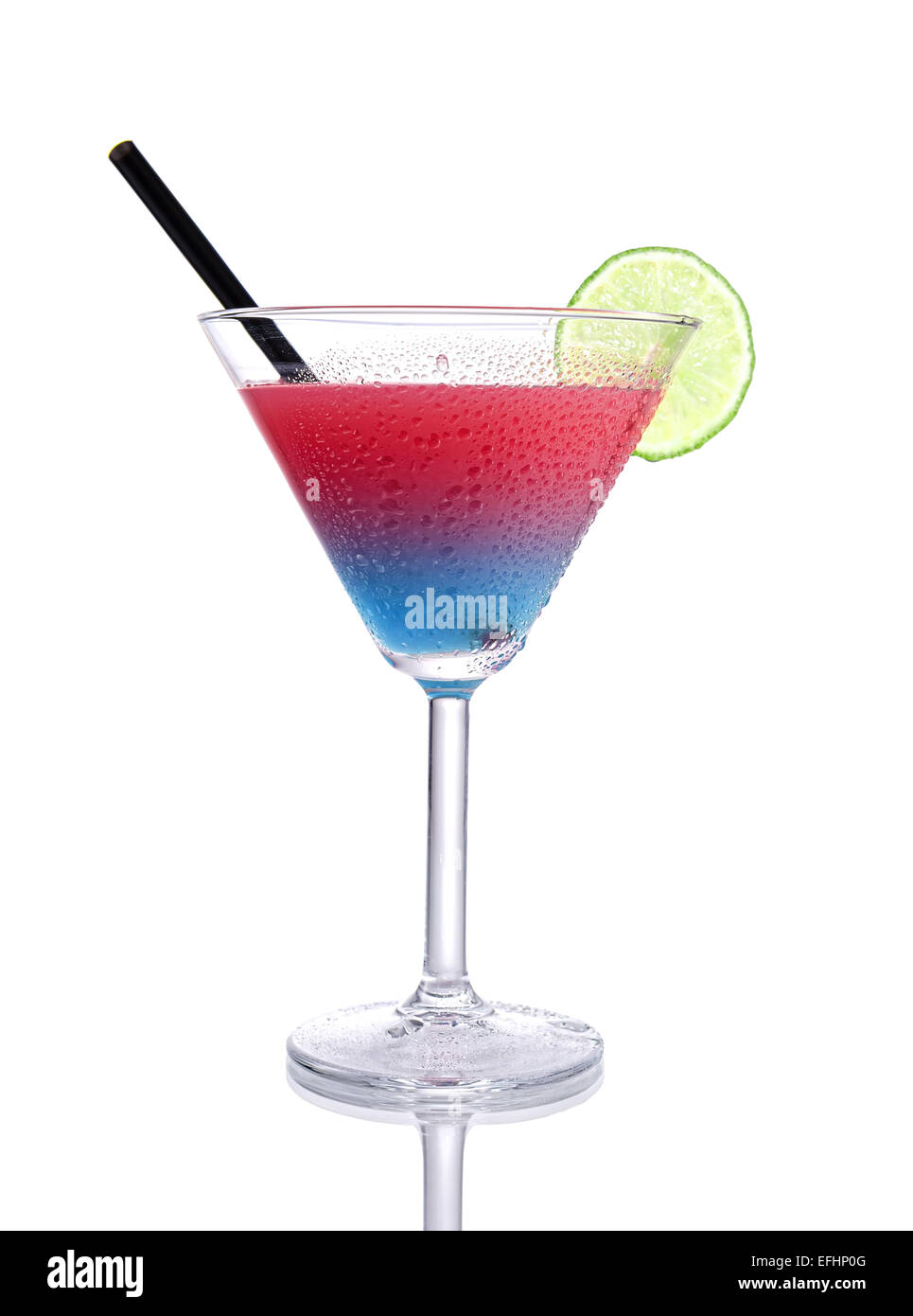 Blue-red gradient Cocktail with design on isolated white Stock Photo ...