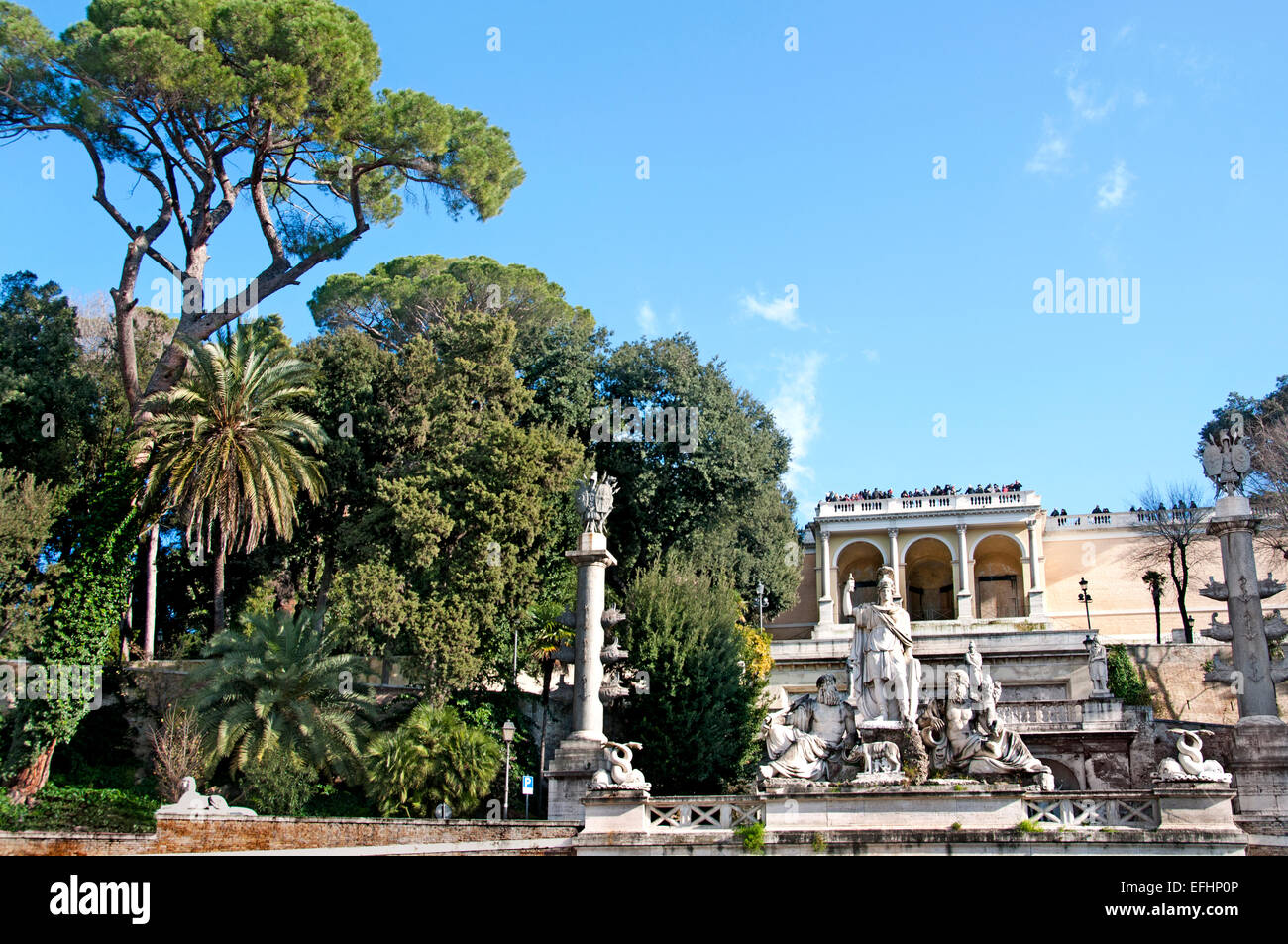Pincio Terrace, goddess Roma between Tiber and Aniene, Piazza del ...