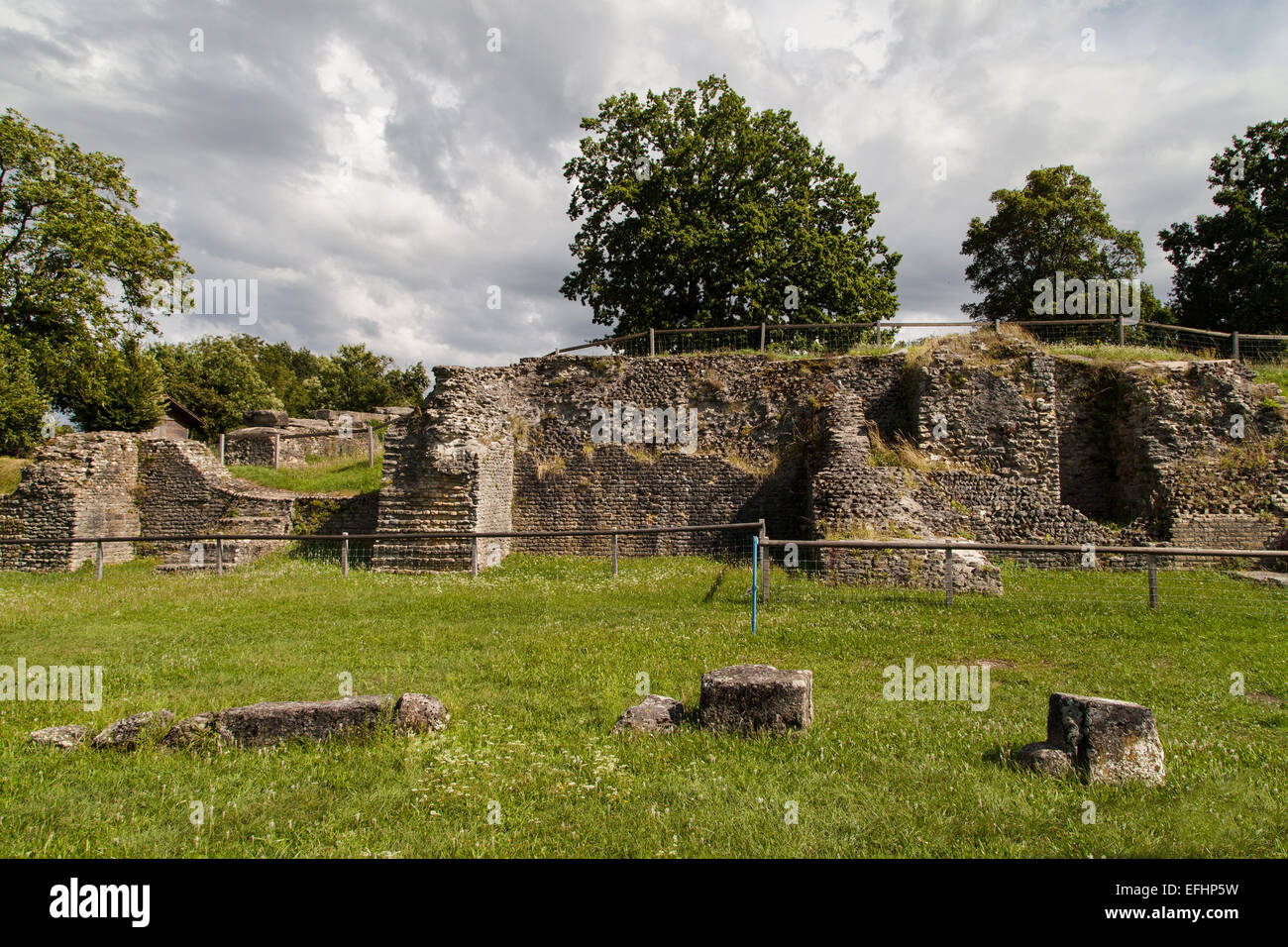Ruins of the roman theatre of Aventicum in Avenches, Switzerland Stock ...