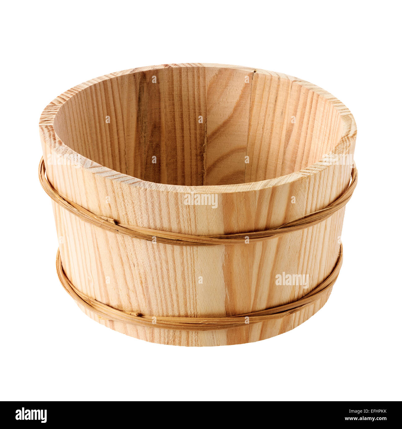Objects: wooden tub isolated on white background Stock Photo - Alamy