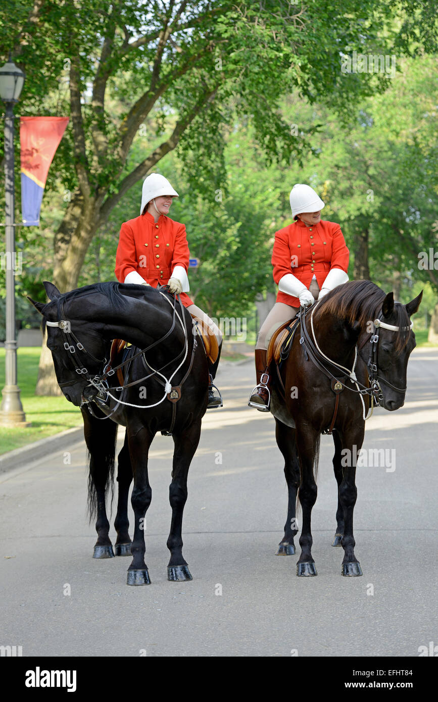 Mounties in traditional uniform on horseback at the Royal Canadian ...