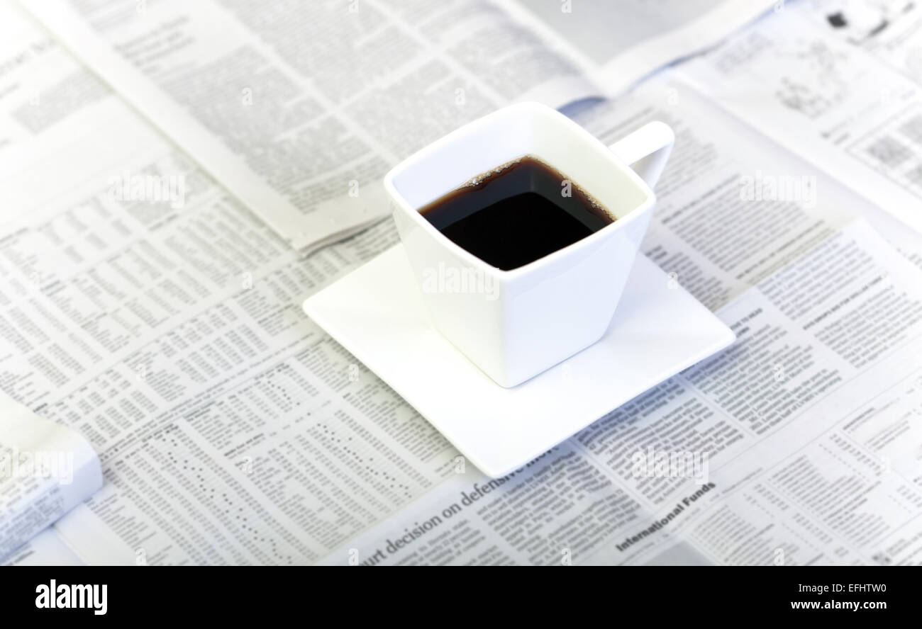 Morning coffee with newspaper Stock Photo - Alamy