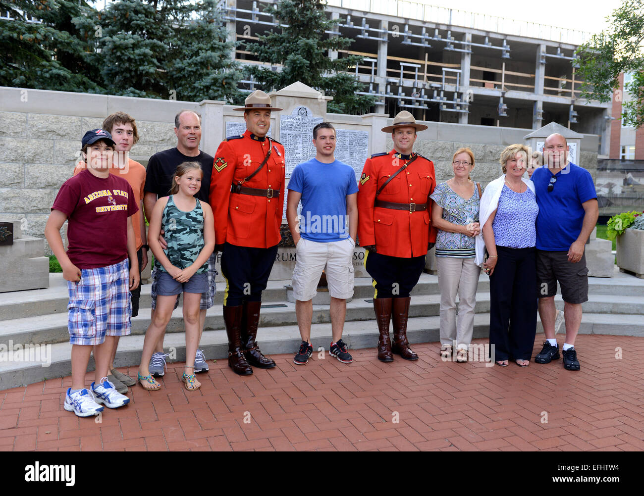 Tourists pose with Mounties, Royal Canadian Mounted Police Depot, RCMP ...