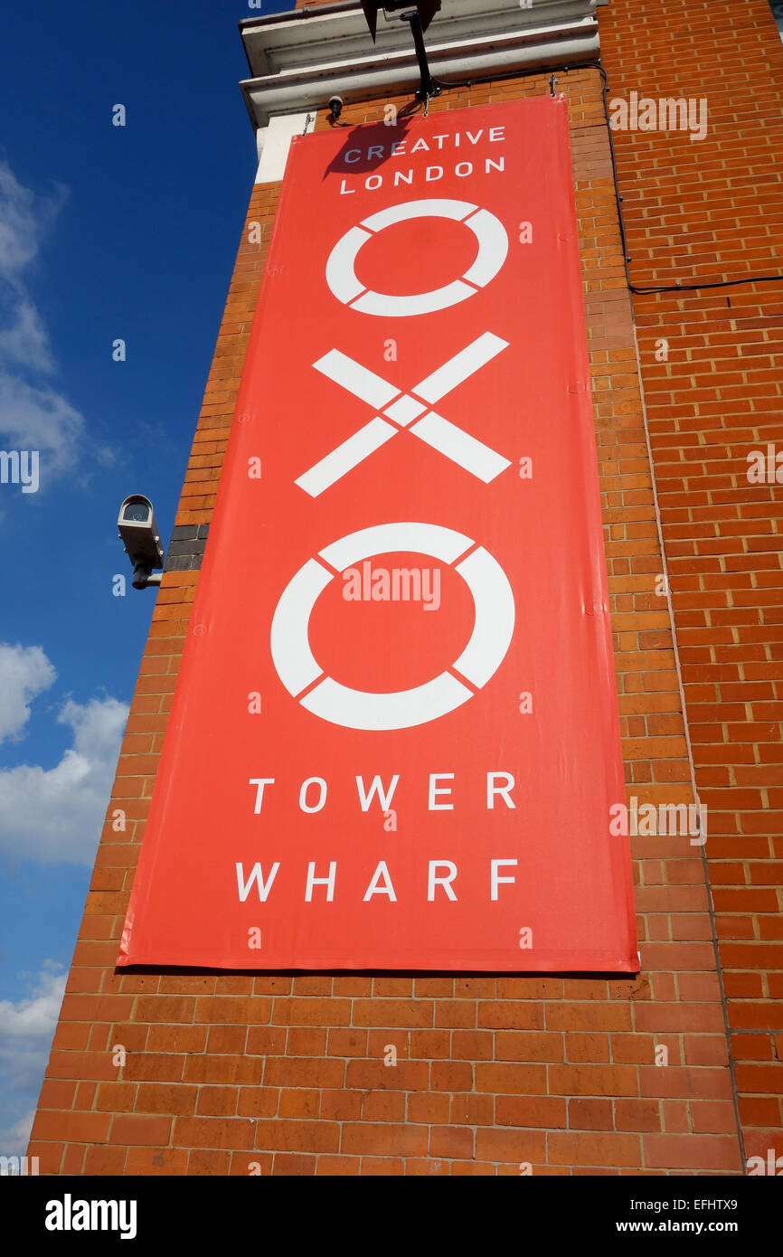 Creative London sign at the Oxo Tower, Tower Wharf, south bank of the ...