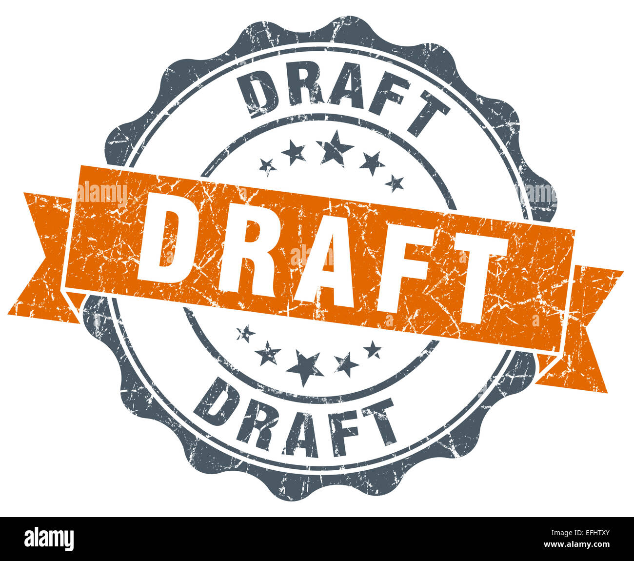 draft orange vintage seal isolated on white Stock Photo - Alamy