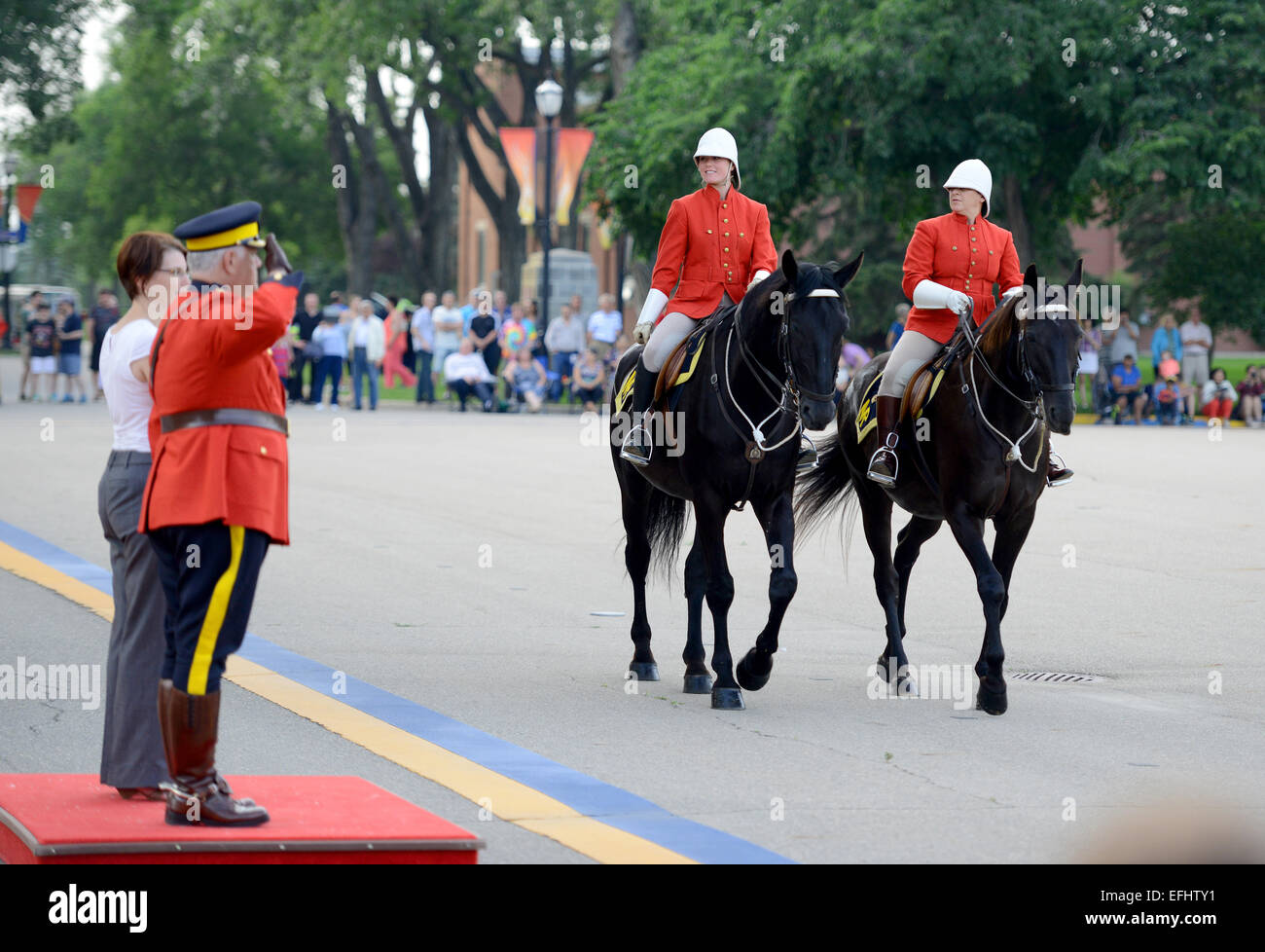 Mounties in traditional uniform on horseback at the Royal Canadian ...
