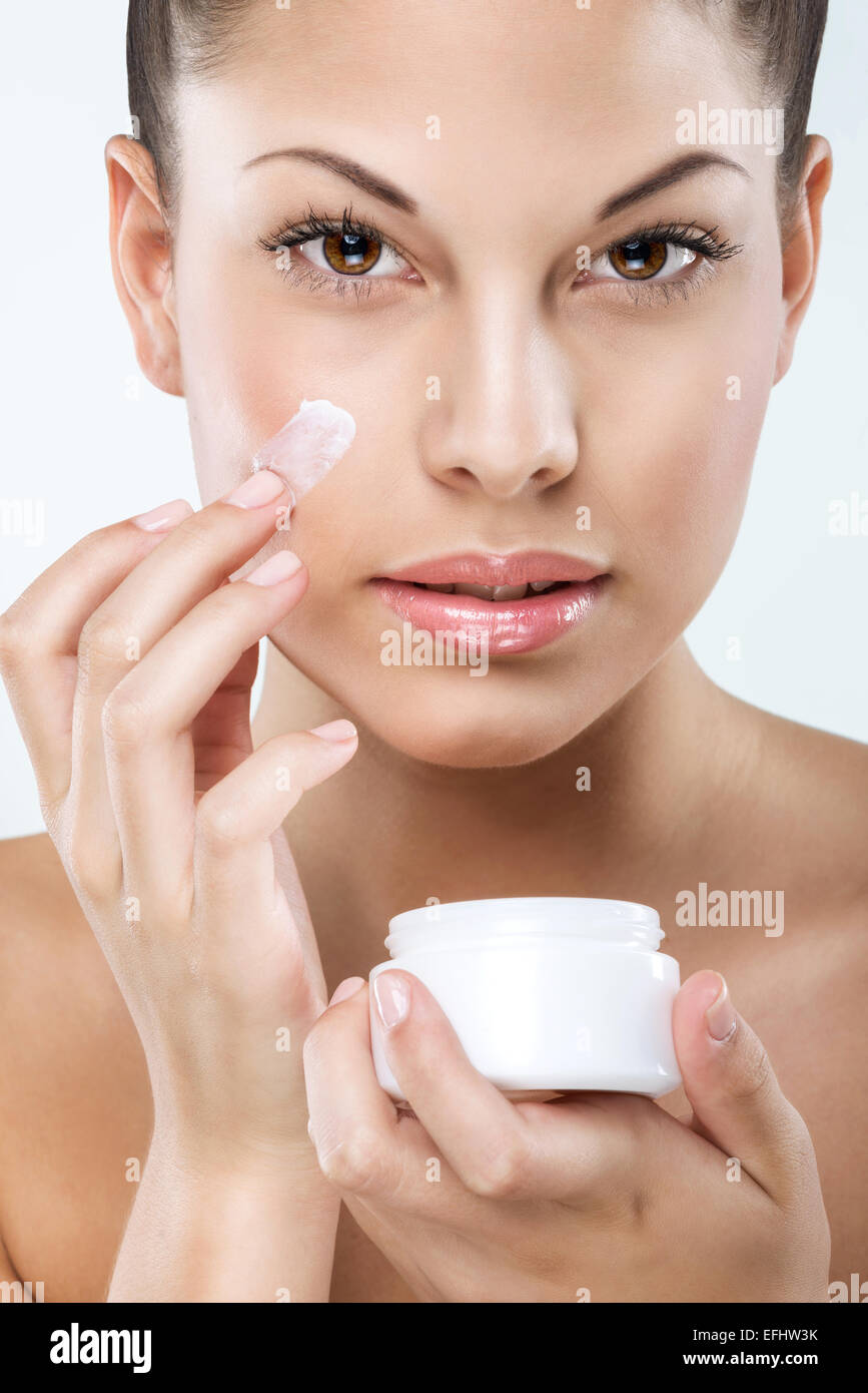 Beautiful woman with flawless skin, facial, hydration Stock Photo - Alamy