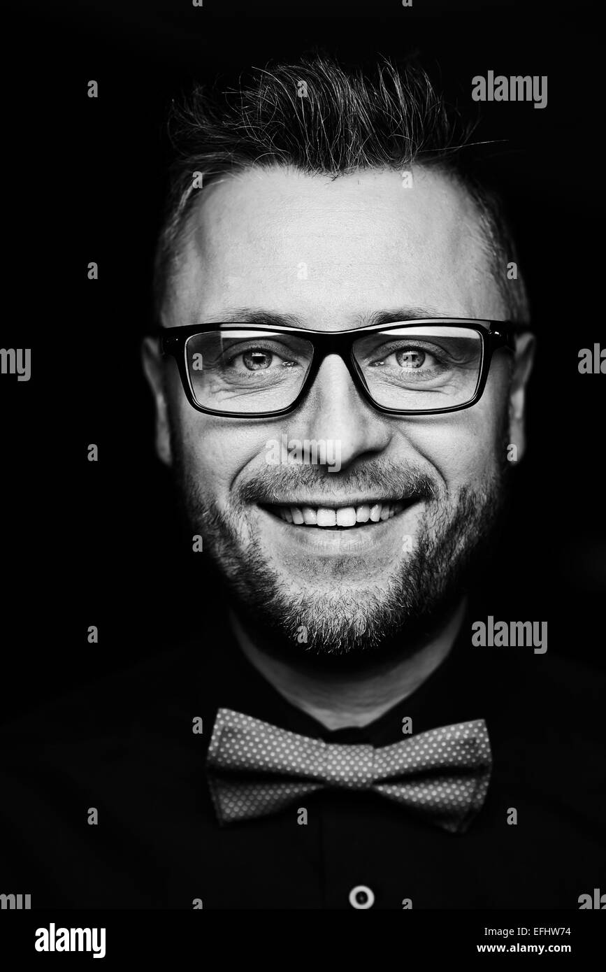 Satisfied smile Black and White Stock Photos & Images - Alamy