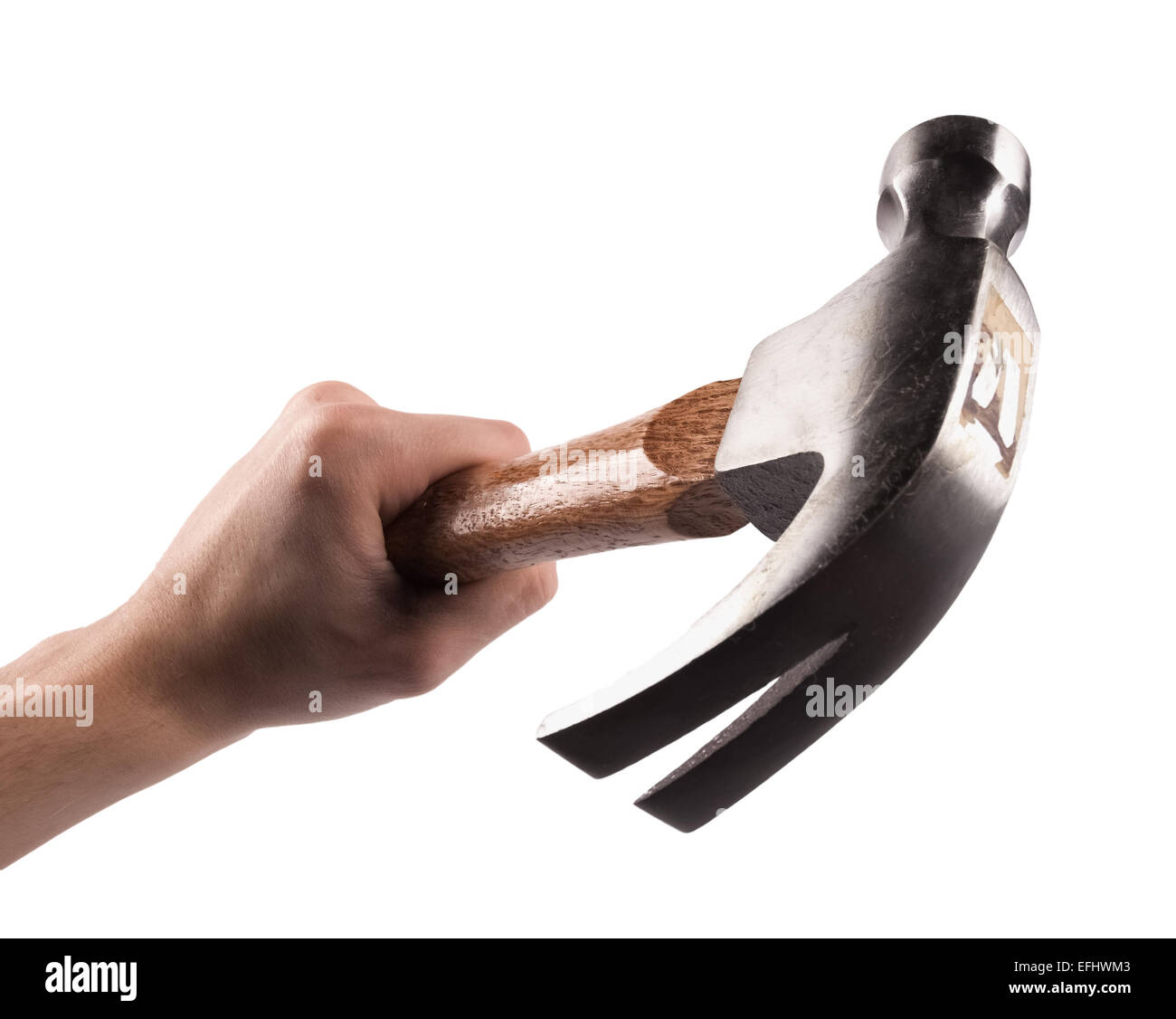 hammer in hand isolated on white background Stock Photo - Alamy