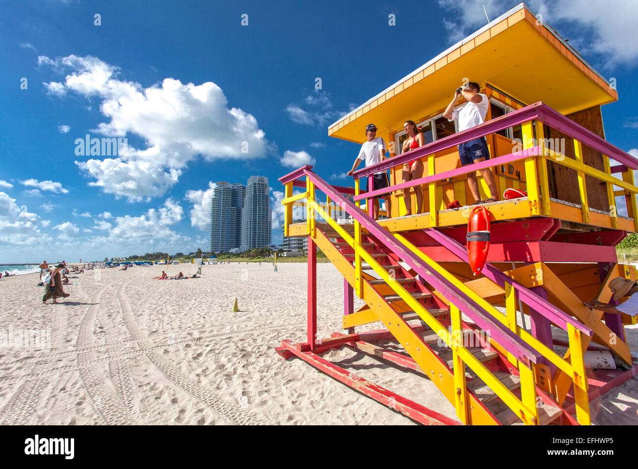 Lifeguards, South Beach, Miami, Florida, USA Stock Photo - Alamy