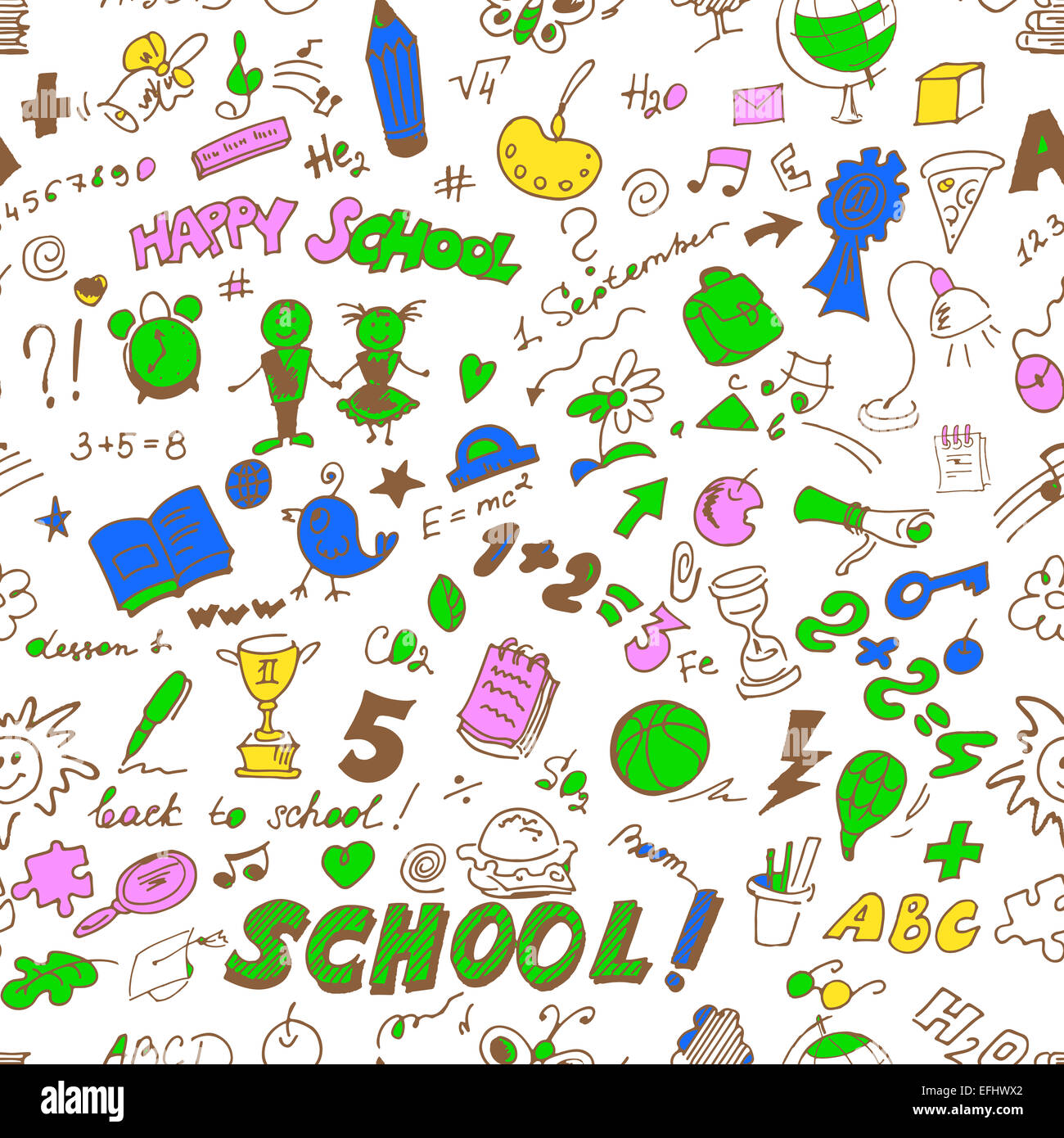 School seamless pattern Stock Photo - Alamy