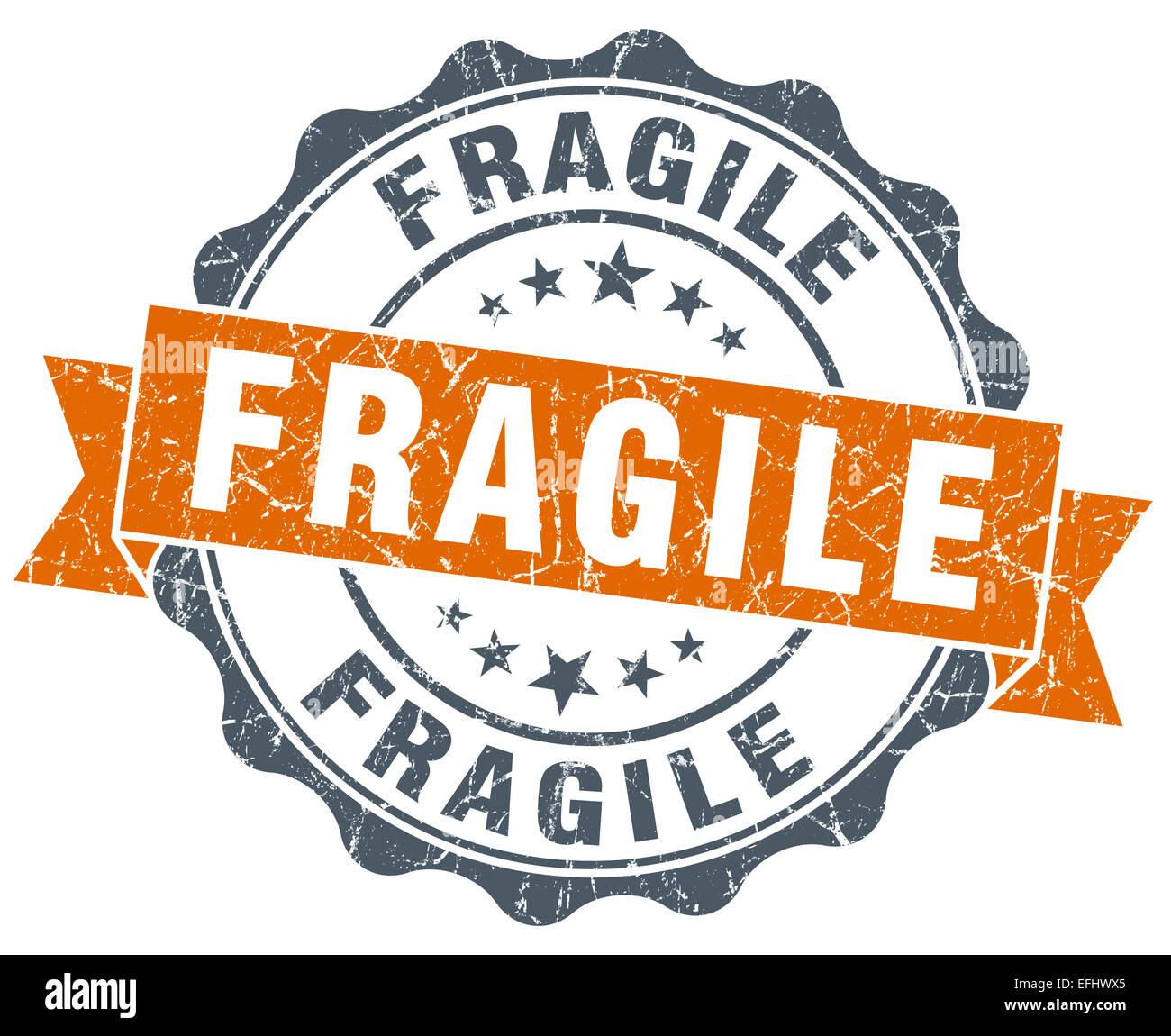 fragile orange vintage seal isolated on white Stock Photo - Alamy