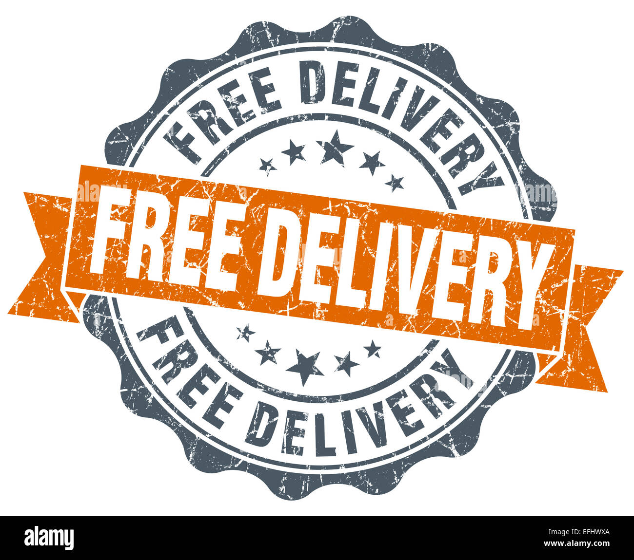 free delivery orange vintage seal isolated on white Stock Photo - Alamy