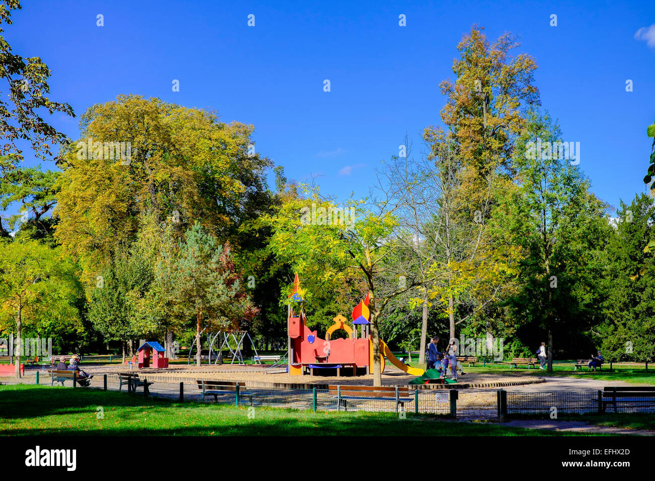 Children playground, Parc de l'Orangerie park, Strasbourg, Alsace ...