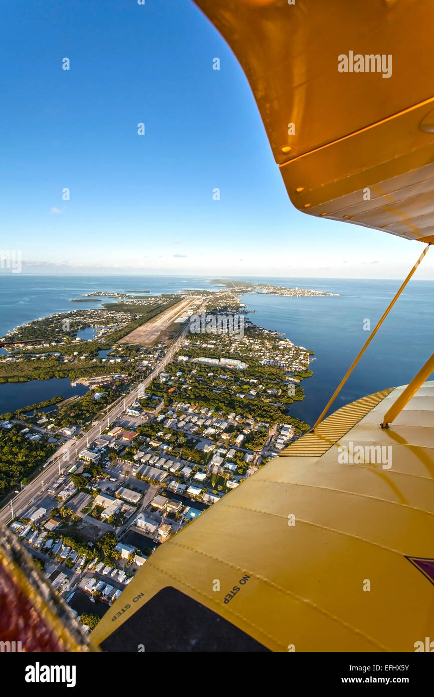 Aerial view of the islands of Florida Keys seen from a biplane, Florida ...