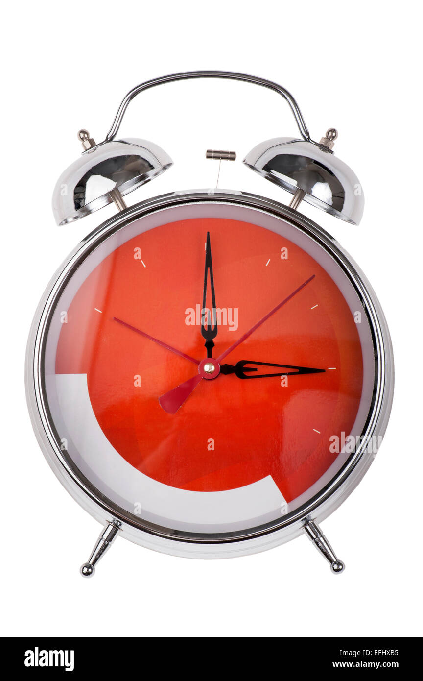 object isolated on white - metal alarm clock Stock Photo - Alamy
