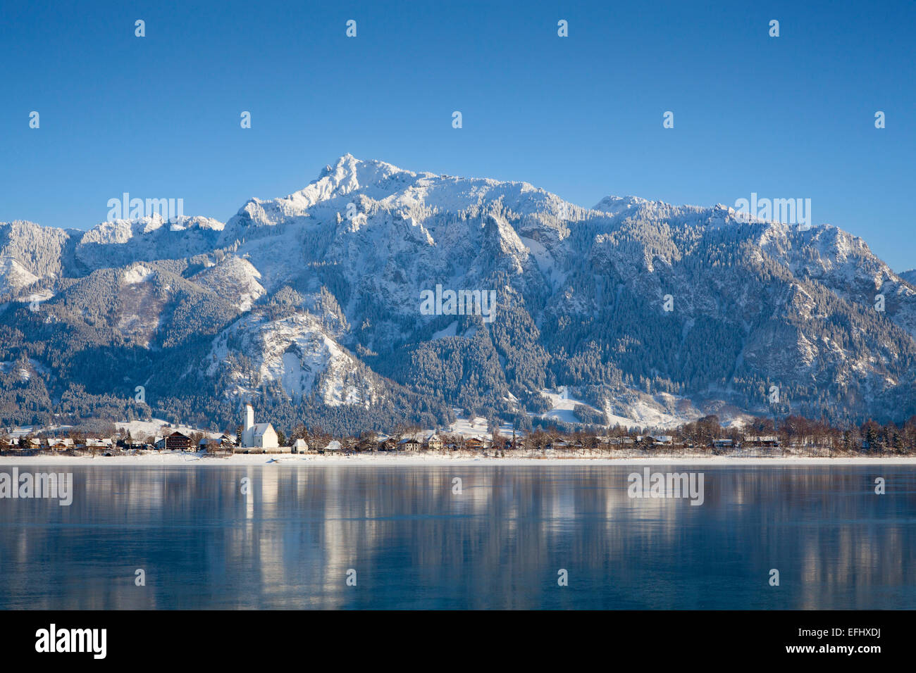 View over Lake Forggensee towards Tegelberg, Allgaeu, Bavaria, Germany ...