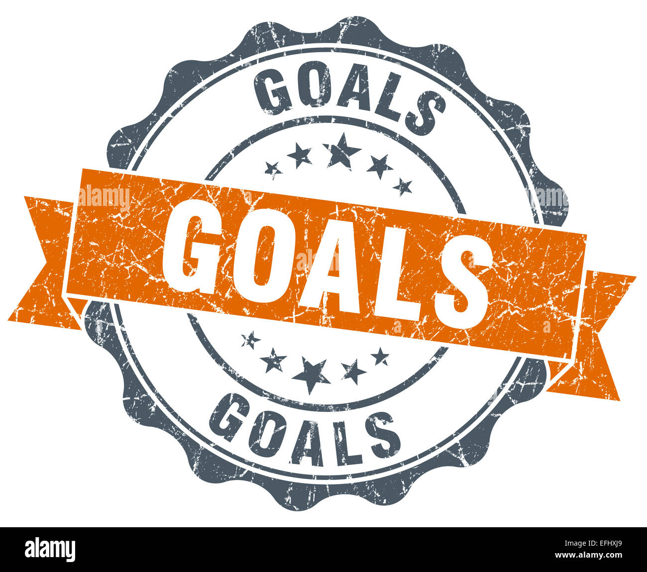 goals orange vintage seal isolated on white Stock Photo - Alamy