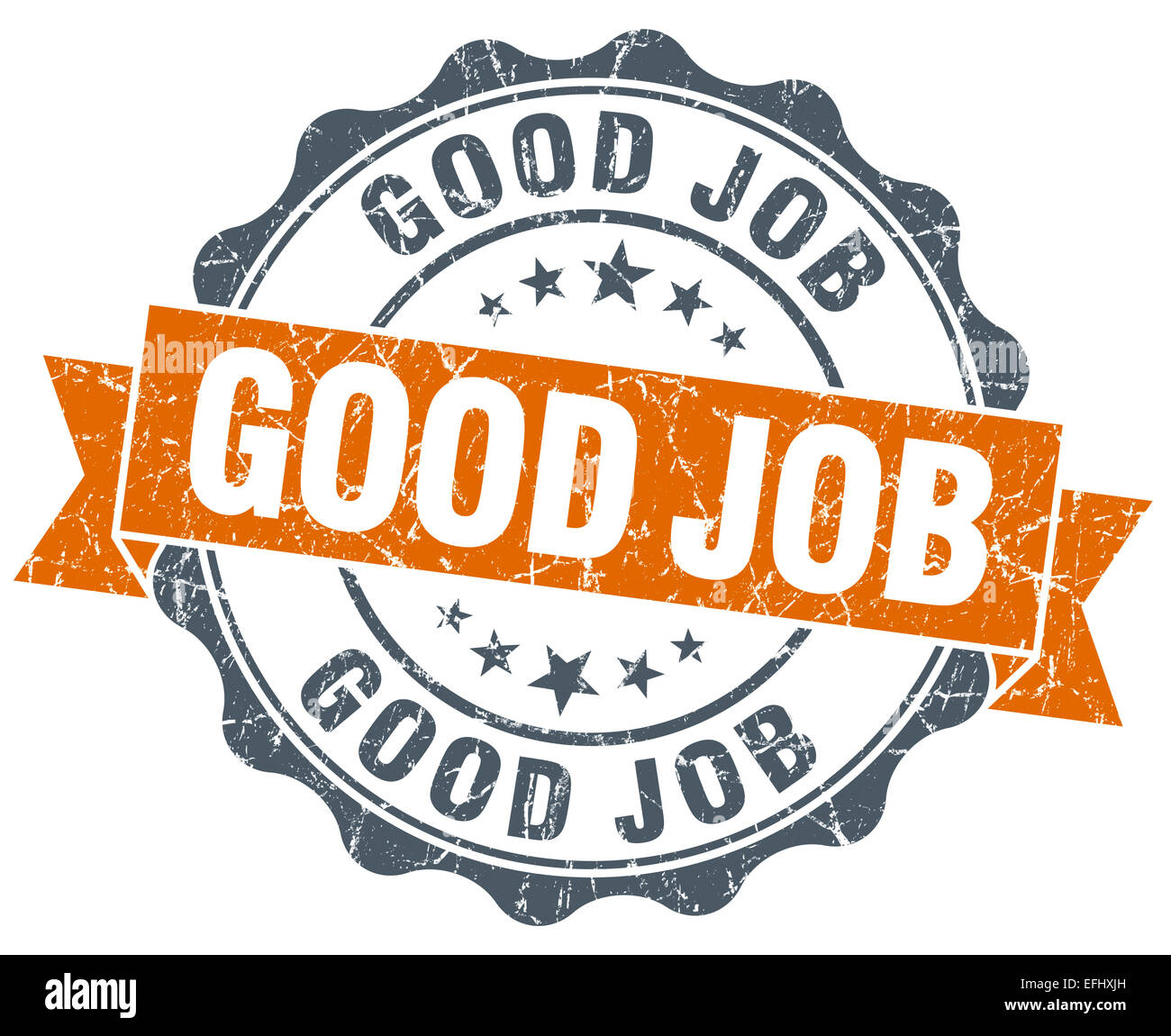 good job orange vintage seal isolated on white Stock Photo - Alamy