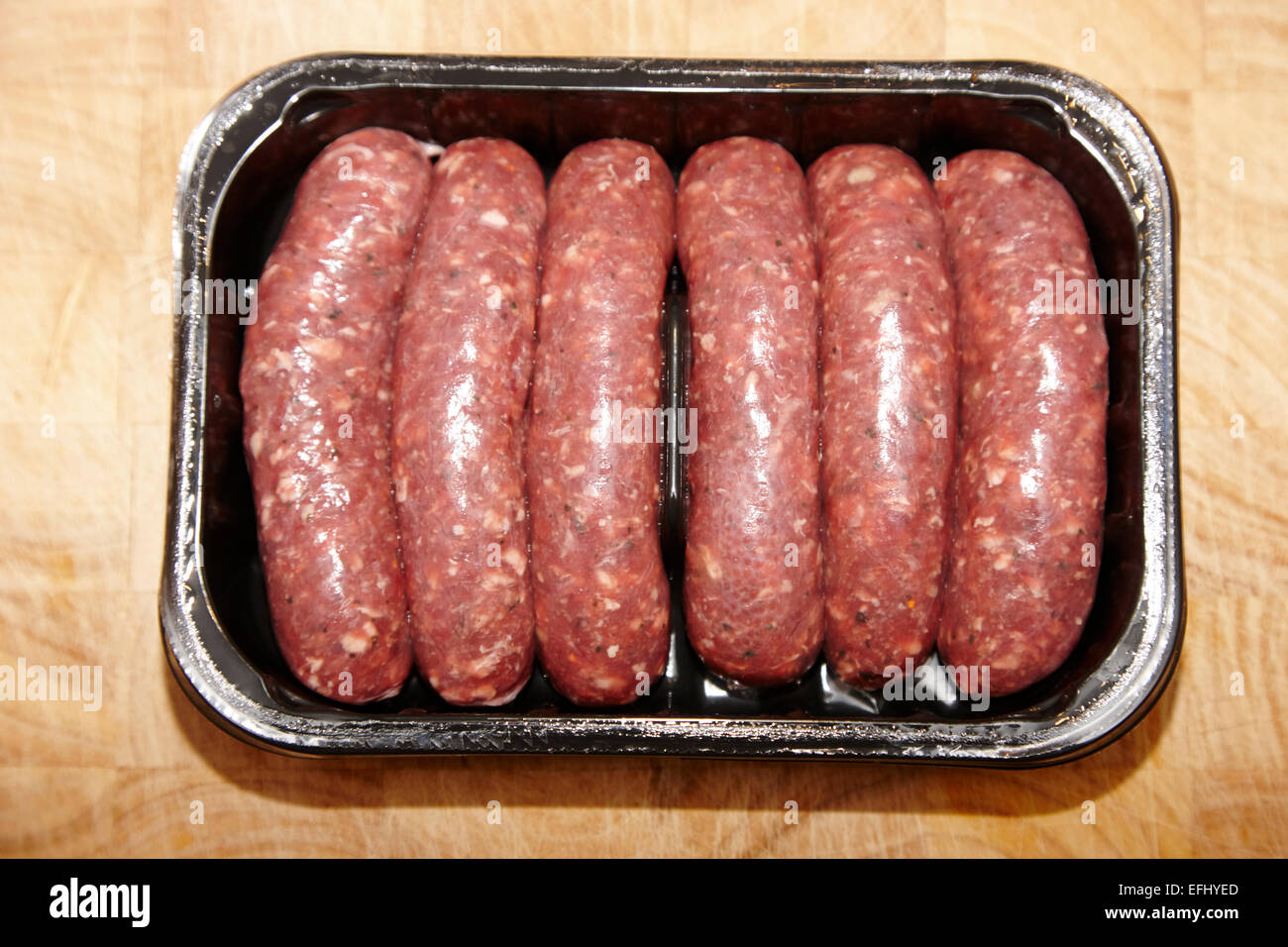 pre-packed supermarket venison sausages Stock Photo - Alamy
