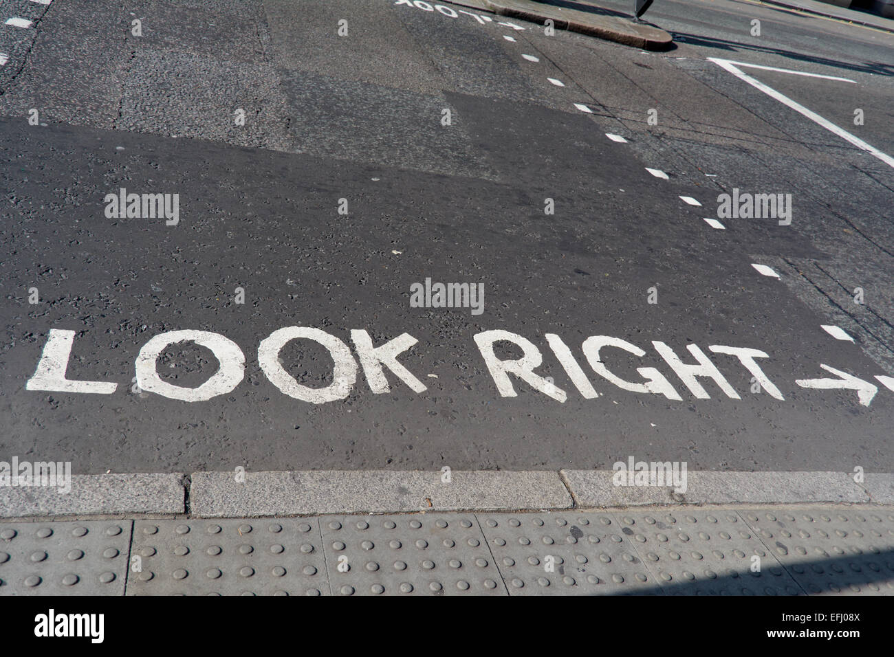 Pedestrian crossing look left sign hi-res stock photography and images ...