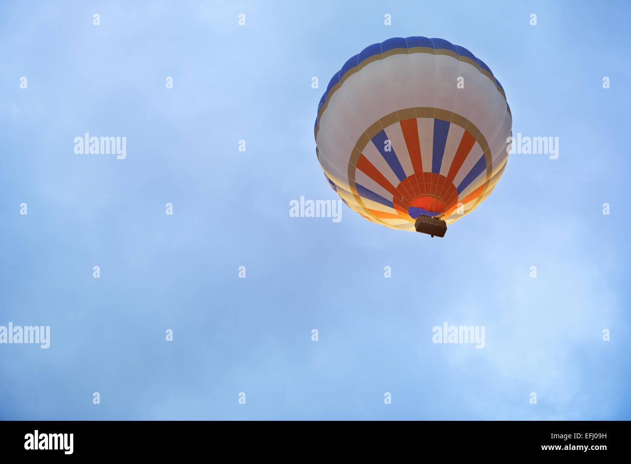Air balloon flying in the sky. Horizontal photo Stock Photo - Alamy