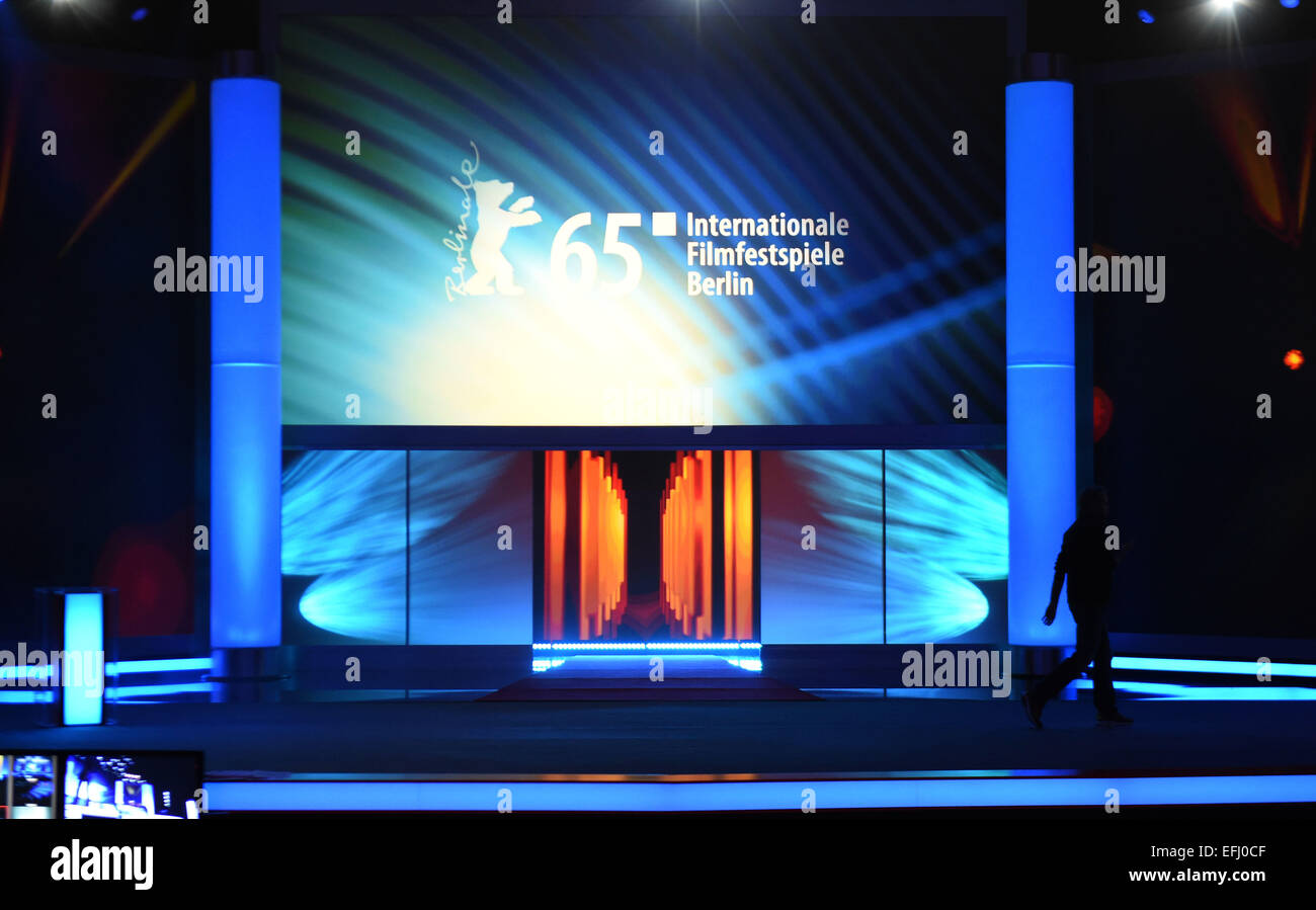 Berlin, Germany. 4th Feb, 2015. A view of the illuminated stage at the ...
