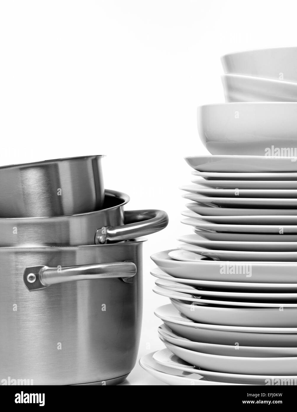 Kitchen white plates stacked hi-res stock photography and images - Alamy