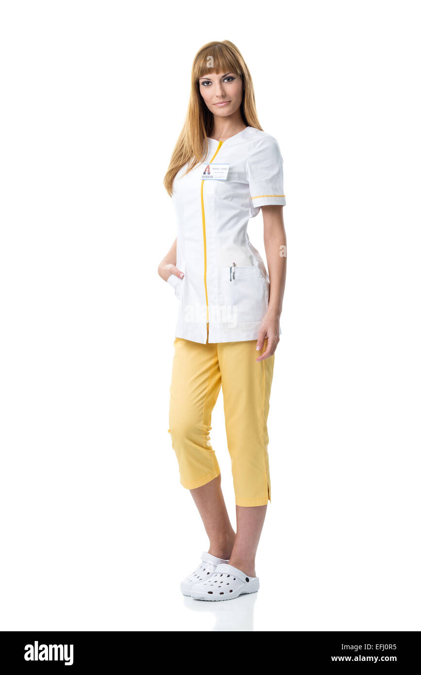 Pretty young nurse in work clothes Stock Photo - Alamy