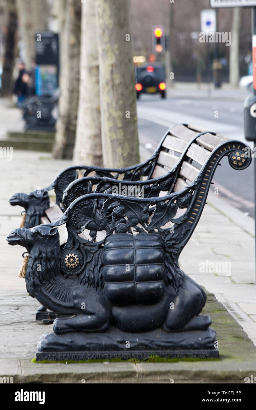 camel benches on the Victoria Embankment Stock Photo - Alamy