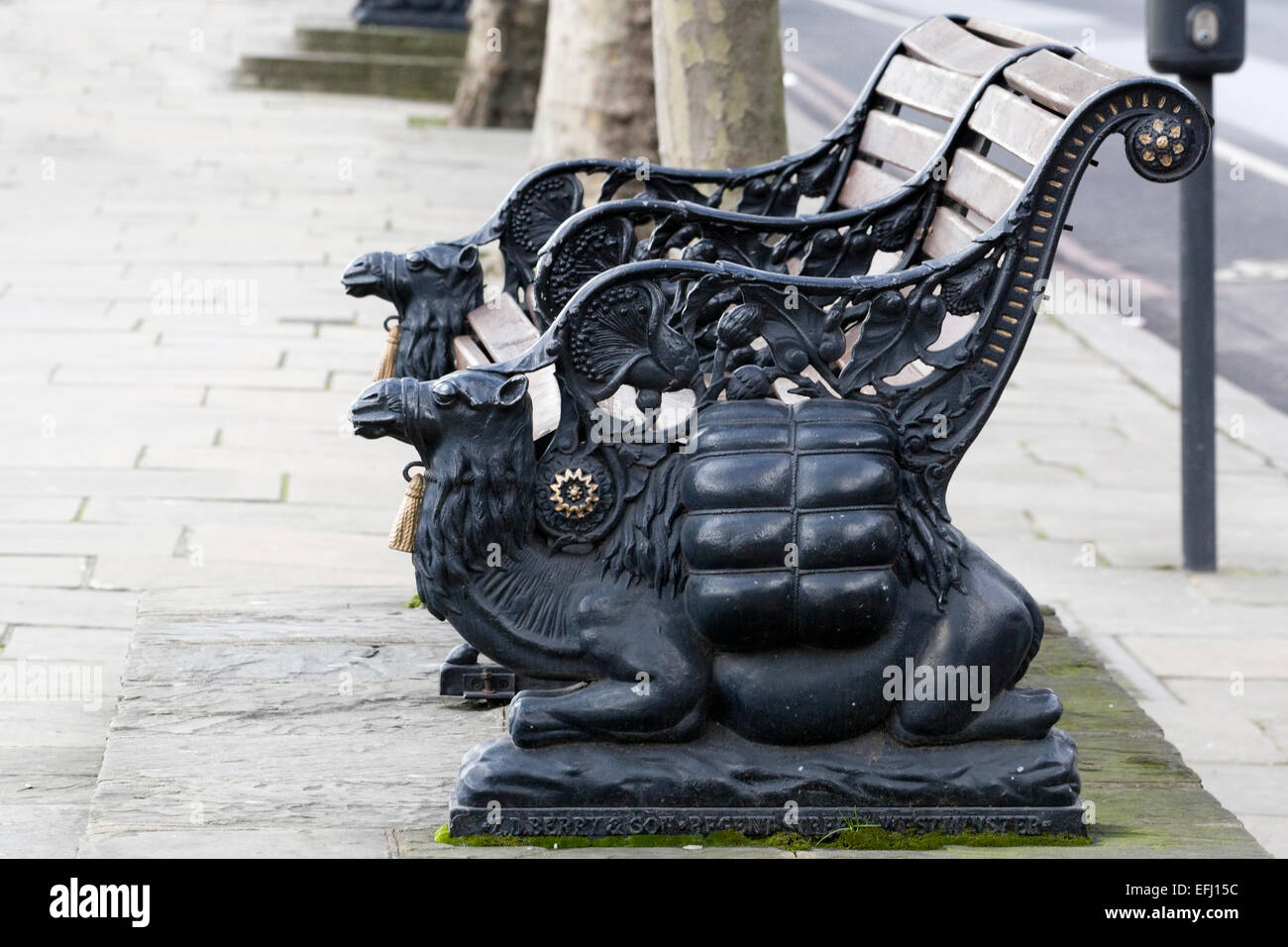 camel benches on the Victoria Embankment Stock Photo - Alamy